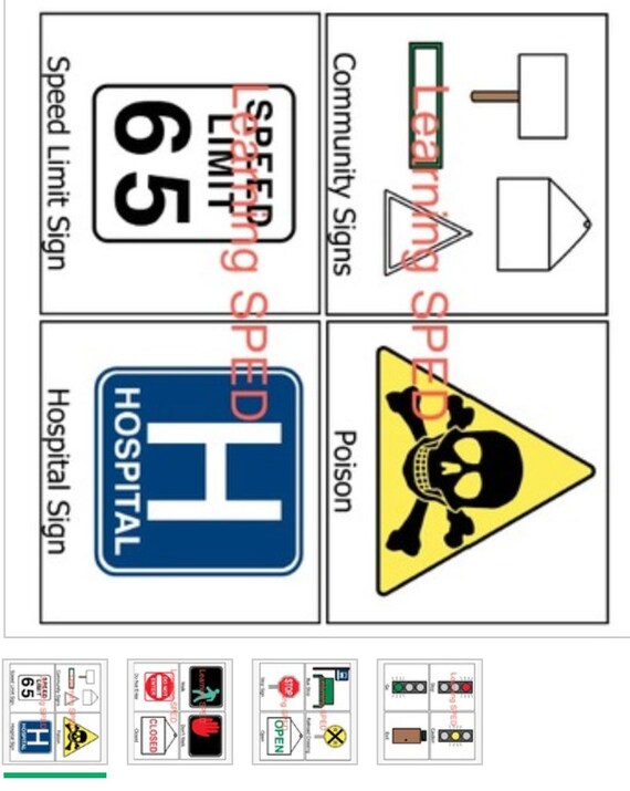 Community Signs Flash Cards Social Skills Lesson Learning CBVI - Etsy