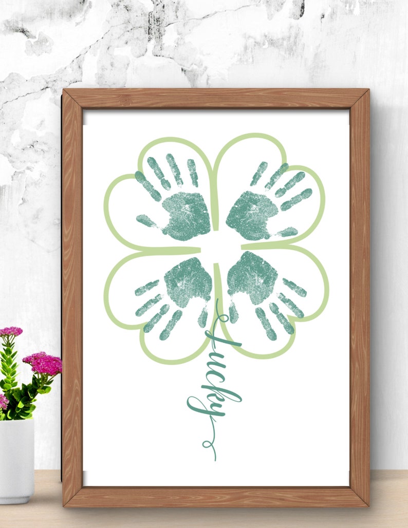 Lucky Four Leaf Clover Printable. Make Your Own Handprint Art for St ...