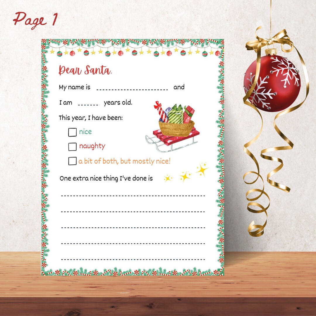 Letter to Santa Christmas | Dear Santa Letter | PRINTABLE PDF | Instant ...