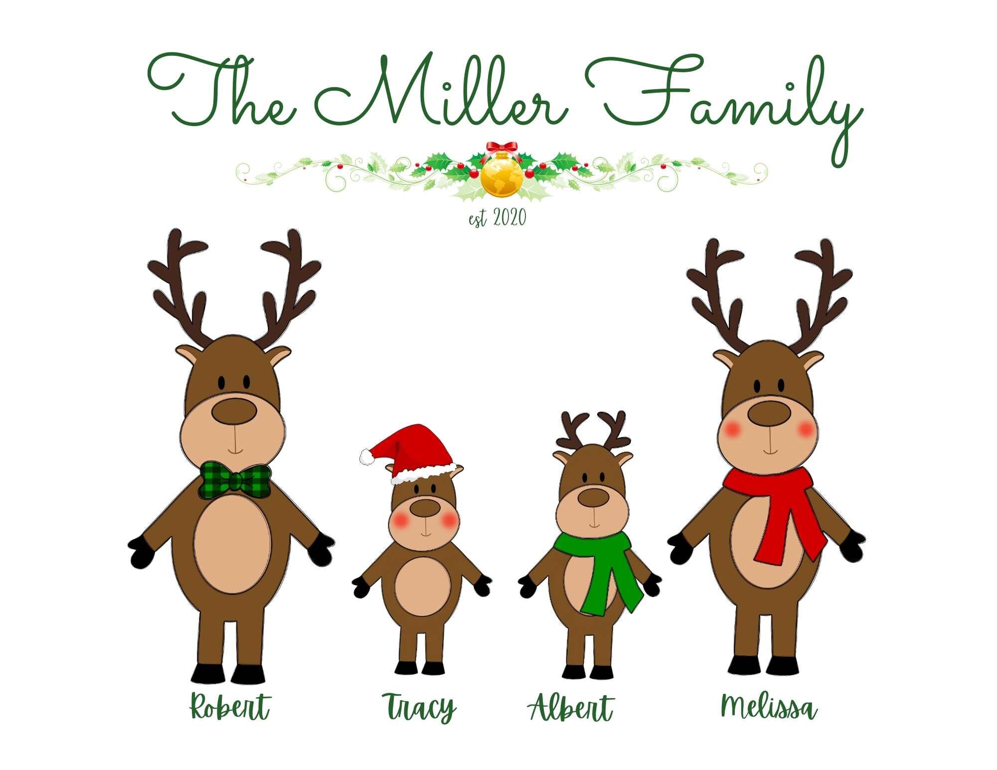 Christmas Reindeer Family Poster | Instant Download | Printable PDF - Etsy