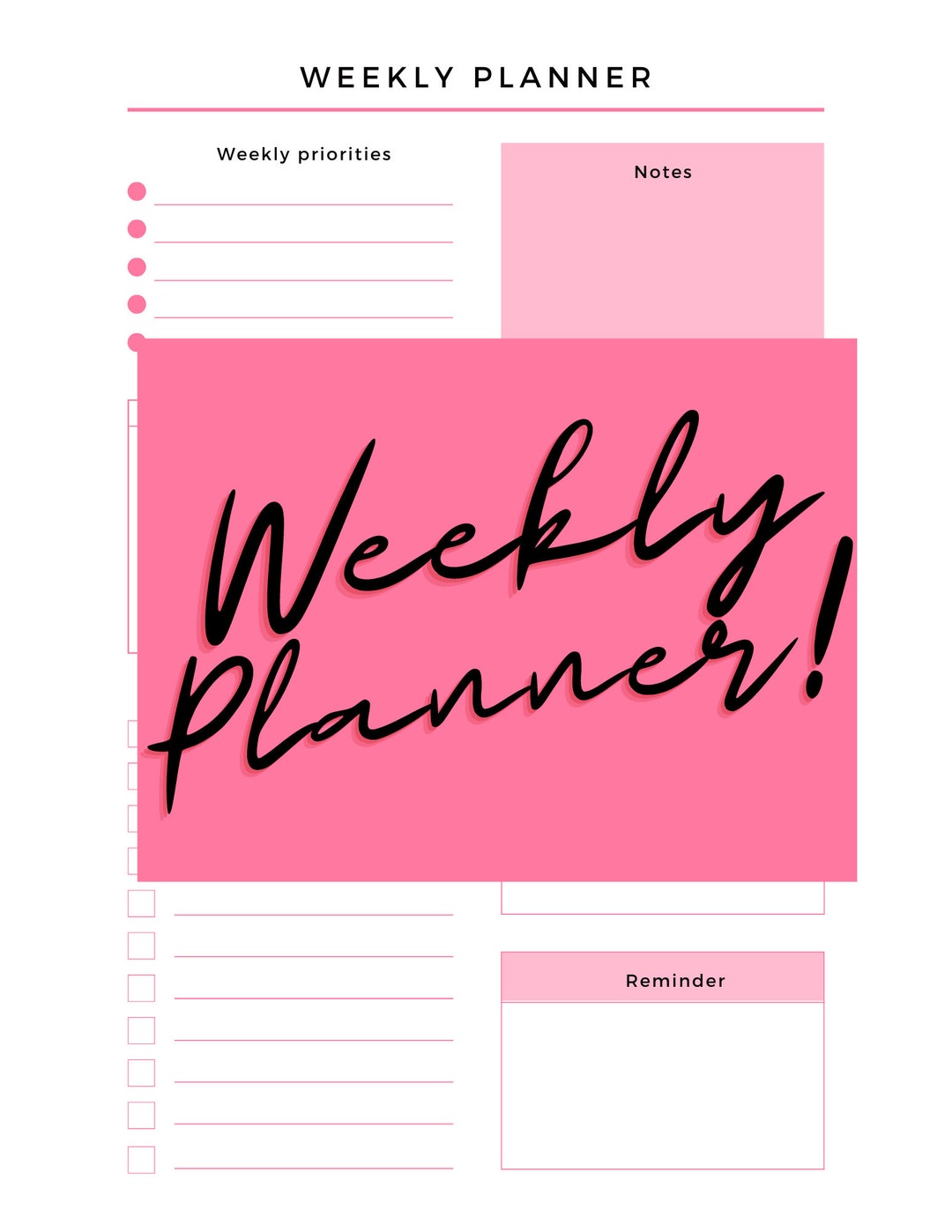 Weekly Planner Template *printable* - Etsy