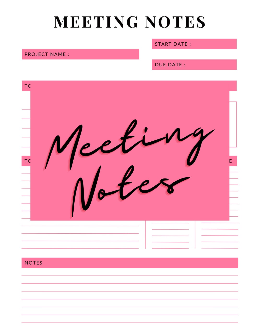 Meeting Notes Tracker *printable* - Etsy