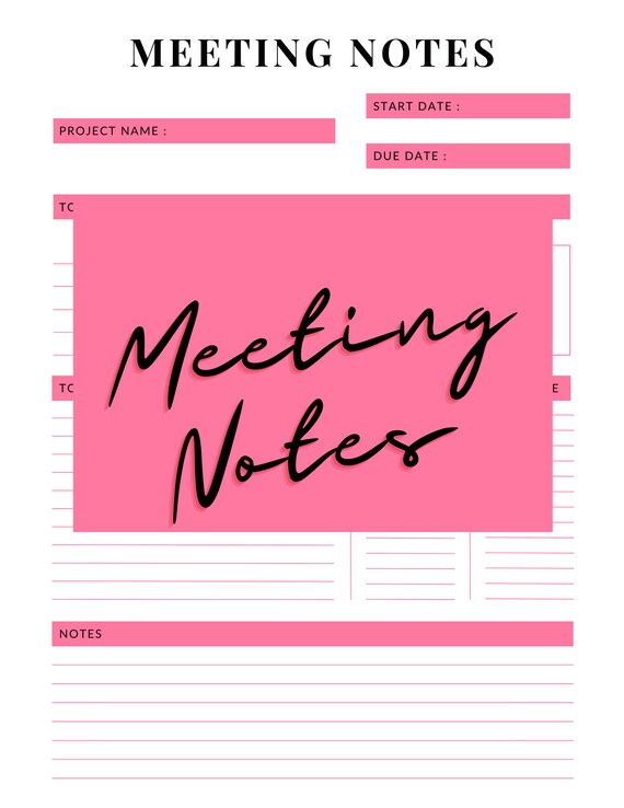 Meeting Notes Tracker printable - Etsy