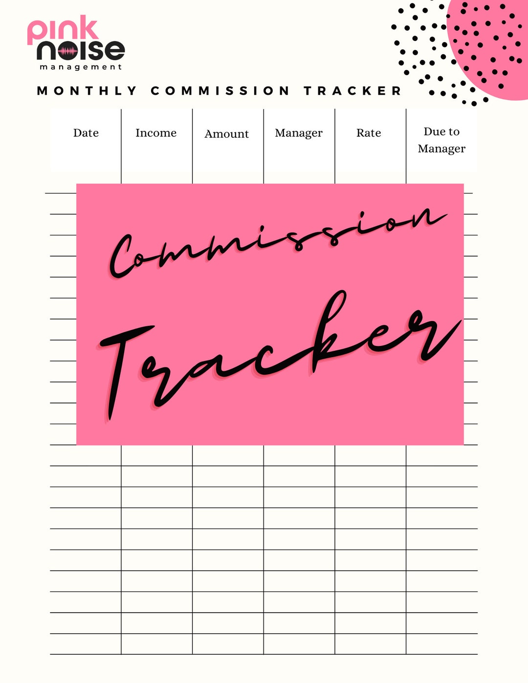 Monthly Commission Tracker *printable* - Etsy