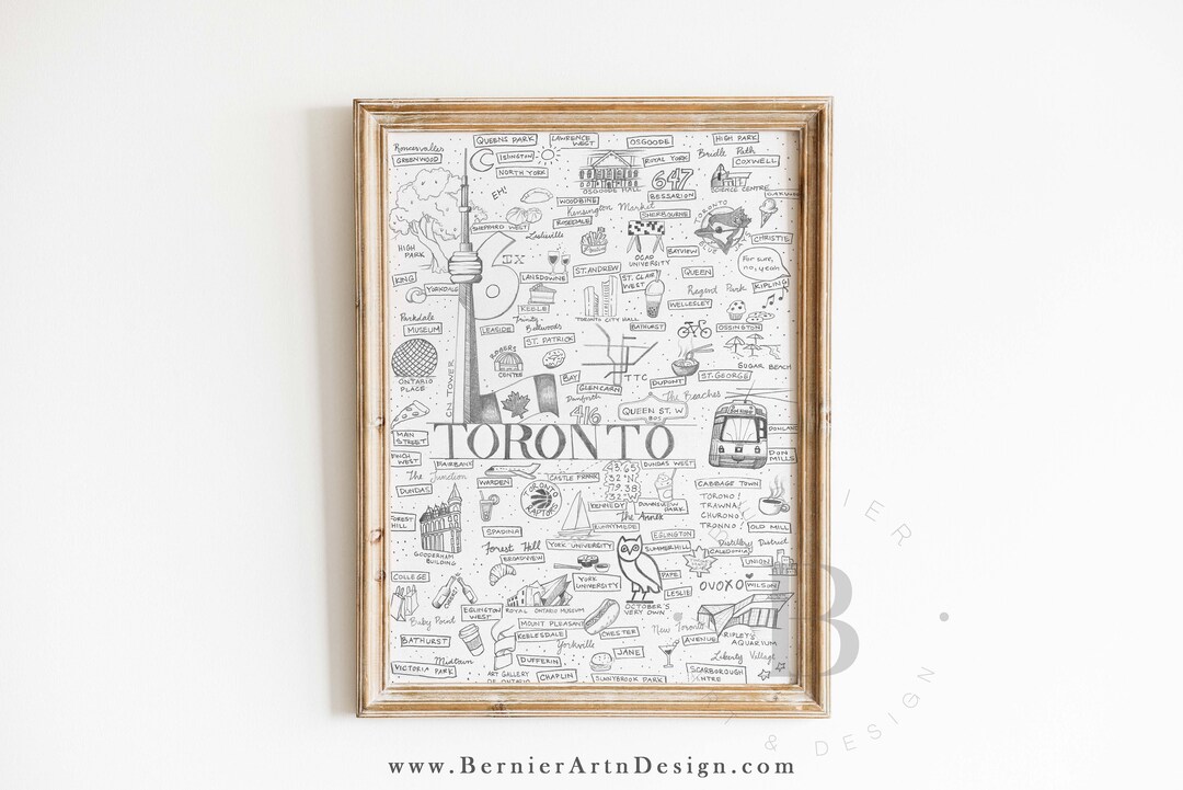 Toronto City Art Print Canada Home Decor Housewarming Gift Doodle ...