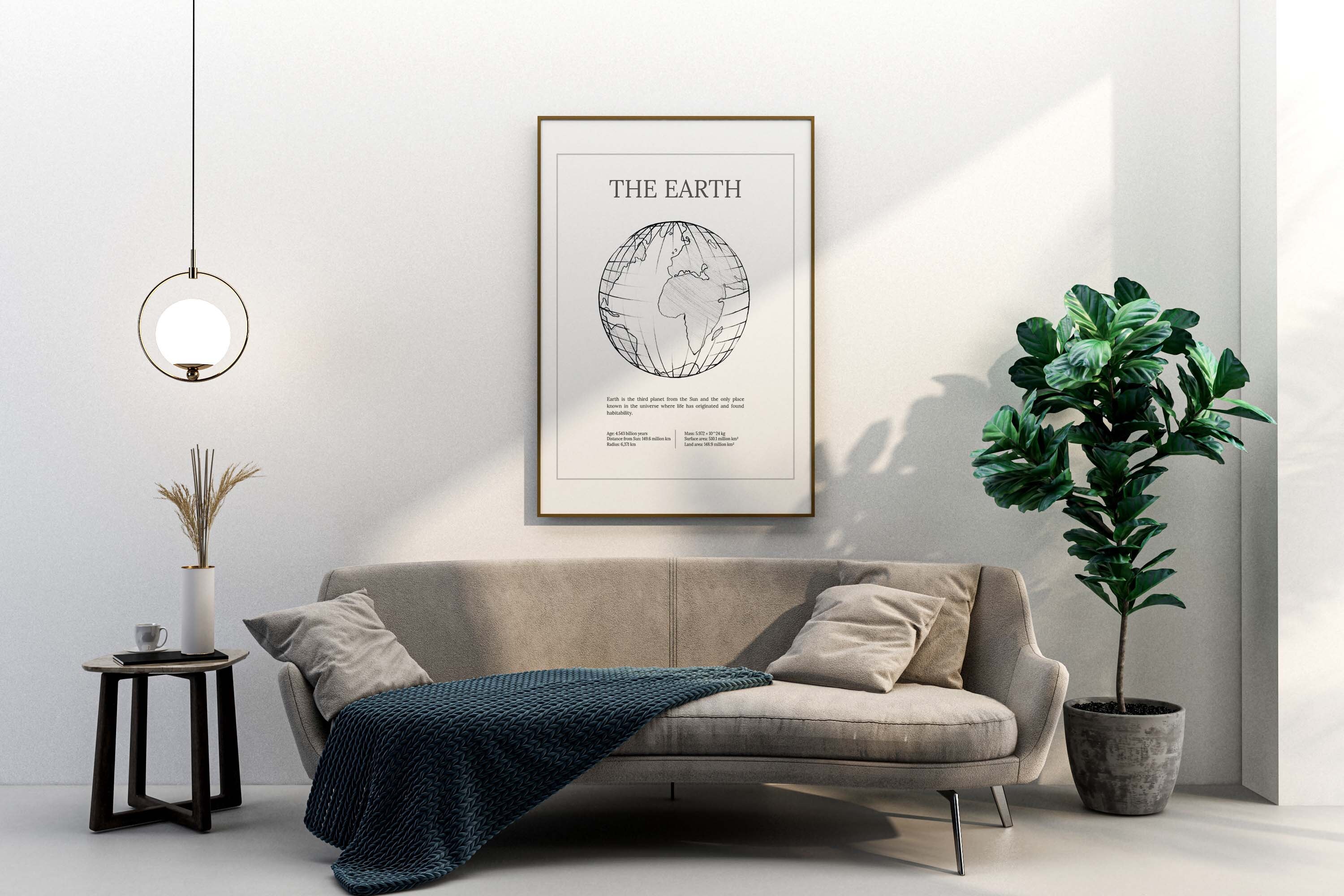 Planet Earth Print, Earth Day Drawing Art, Earth Globe Planet Space ...