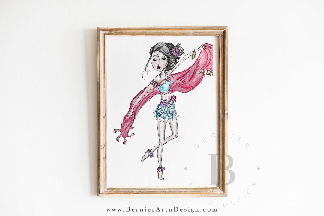 Colourful Belly Dancer Art Print, Belly Dancing Poster, Belly Dance ...