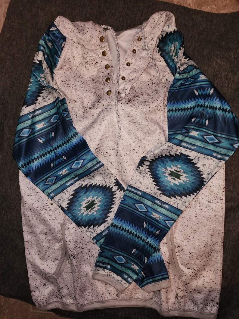 Blue Aztec Hoodie - Etsy