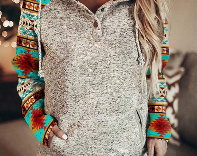Aztec Sleeve Printed Hoodie - Etsy