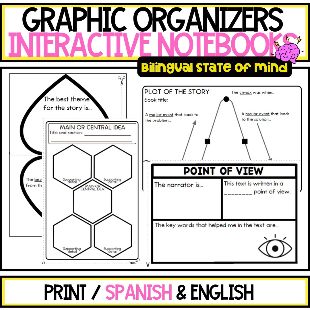 ELA Graphic Organizers for Interactive Notebooks/ Cuaderno Interactivo ...
