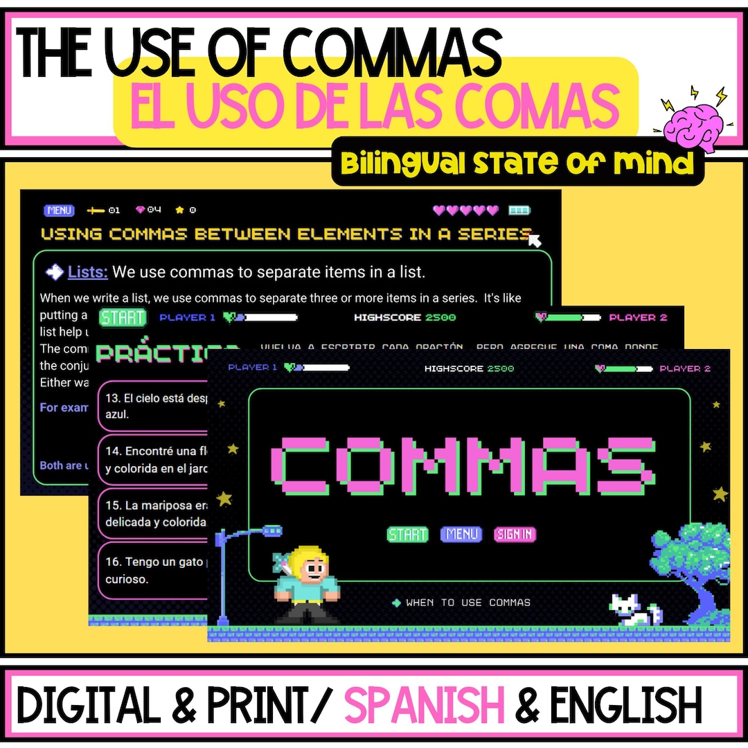Grammar: the Use of Commas- El Uso De Las Comas - Etsy