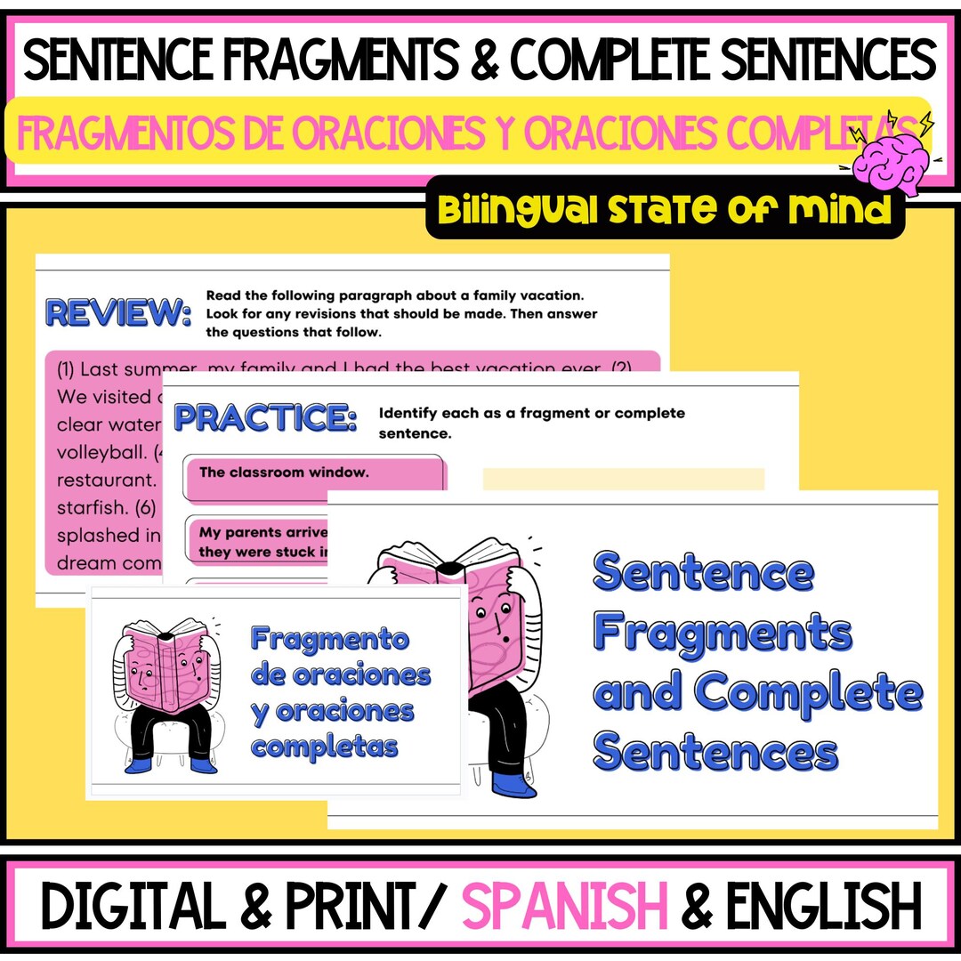 Grammar: Sentence Fragments and Complete Sentences/ Fragmentos De ...