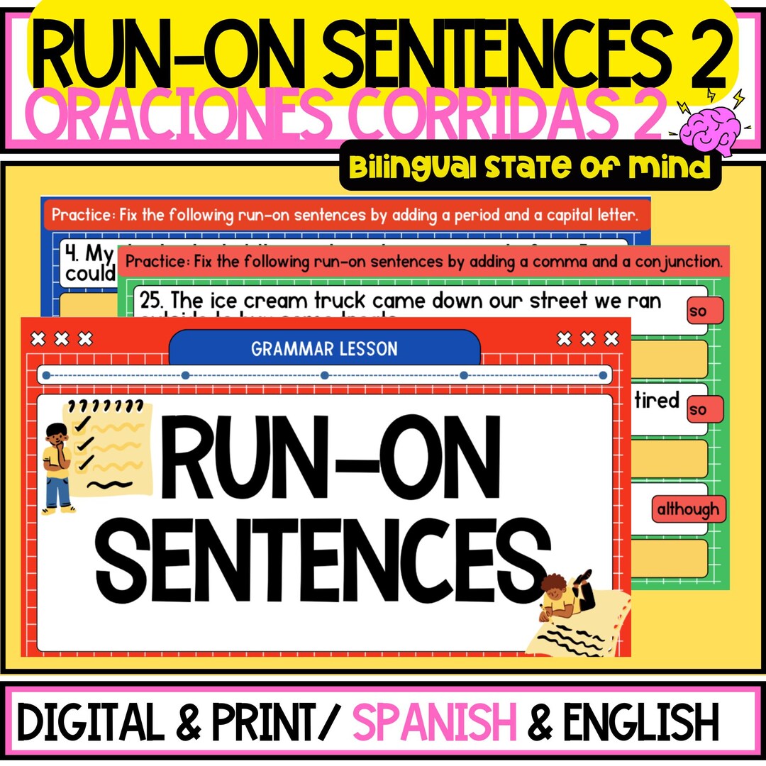 Grammar: Run-on Sentences- Oraciones Corridas 2 - Etsy