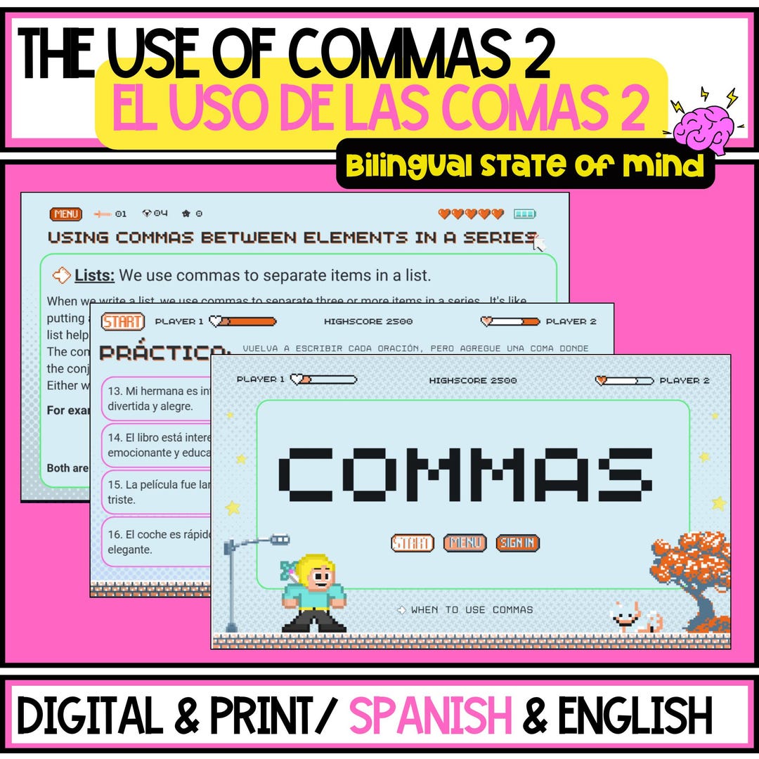 Grammar: the Use of Commas 2- El Uso De Las Comas 2 - Etsy
