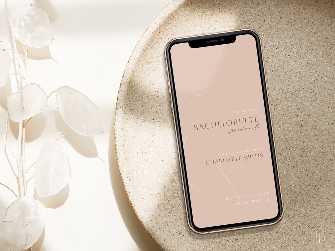 Luxe Nude Neutral Digital Bachelorette Weekend Invite Template | BARAHA ...
