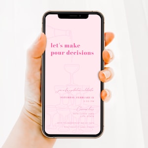Funny Galentine's Day Digital Invite Template Let's Make Pour Decisions ...