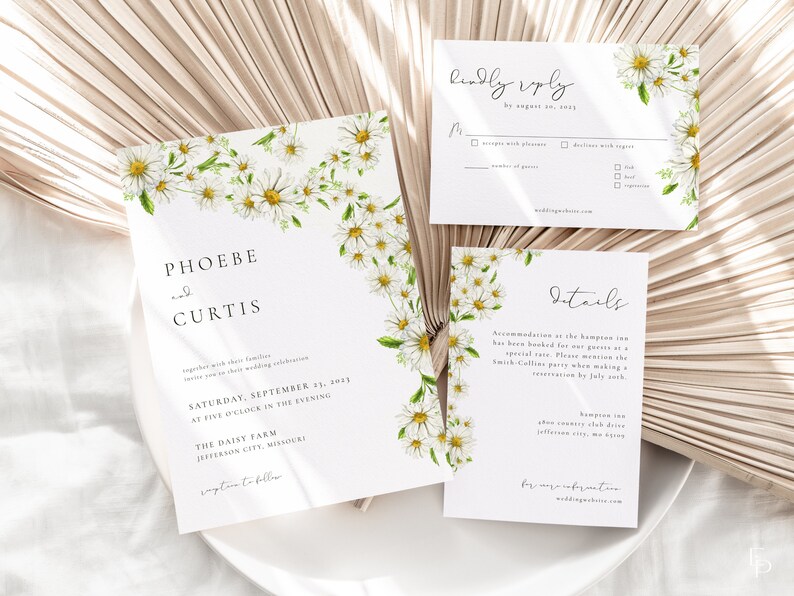 Daisy Wedding Invitation Suite Template With Printable 5x7 - Etsy