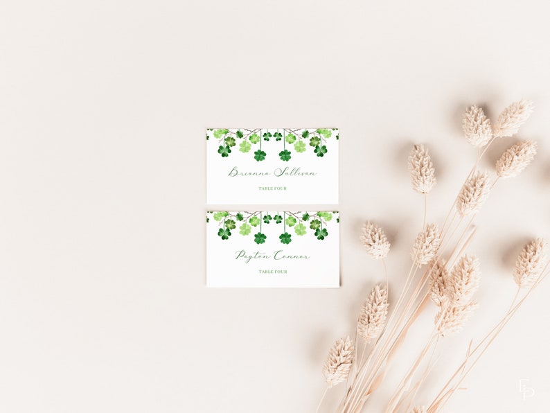 Lucky in Love Place Card Template for St. Patrick's Irish Shamrock ...