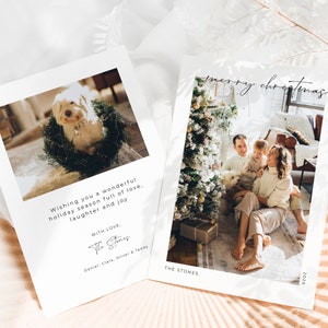 Simple Photo Christmas Card Template for Modern Minimalist Family ...
