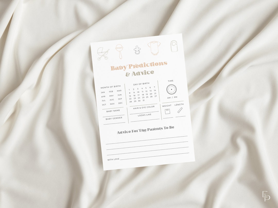 Tiny Human Shindig Baby Predictions and Advice Baby Shower Game ...