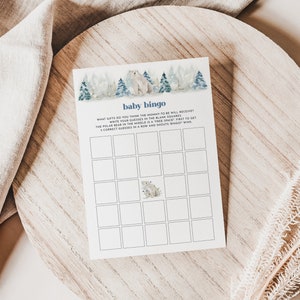 Winter Polar Bear Baby Bingo Baby Shower Game Template | BIANCA ...