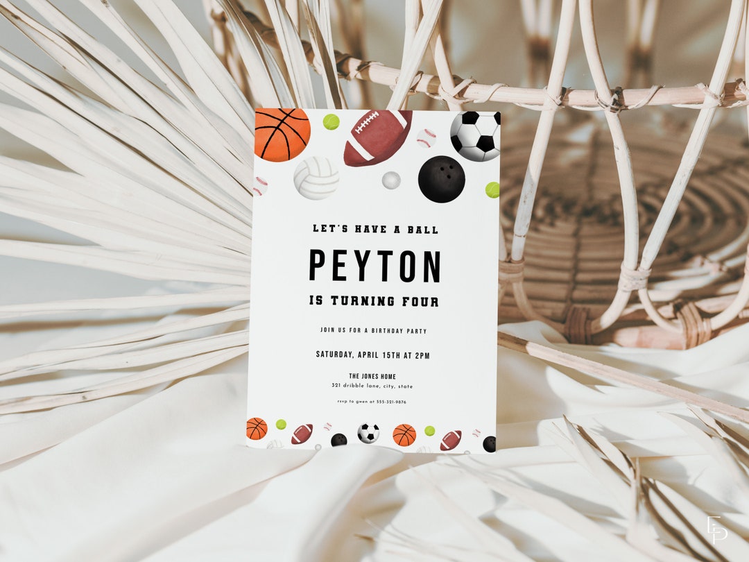 Sports Birthday Invitation Template for Sports Party Let's Have a Ball ...