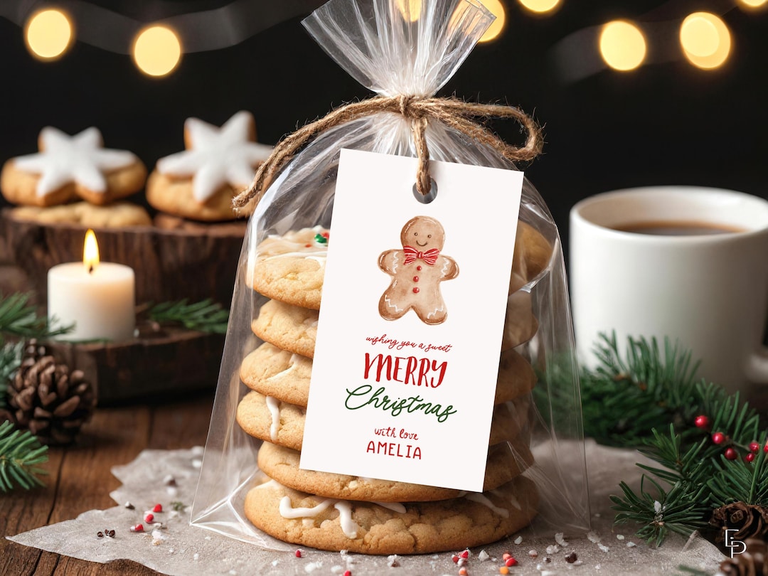 Christmas Cookie Gift Tag Template Editable Holiday Gift Tag ...