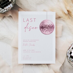 Last Disco Bachelorette Weekend Invite Template | NICOLE Collection - Etsy