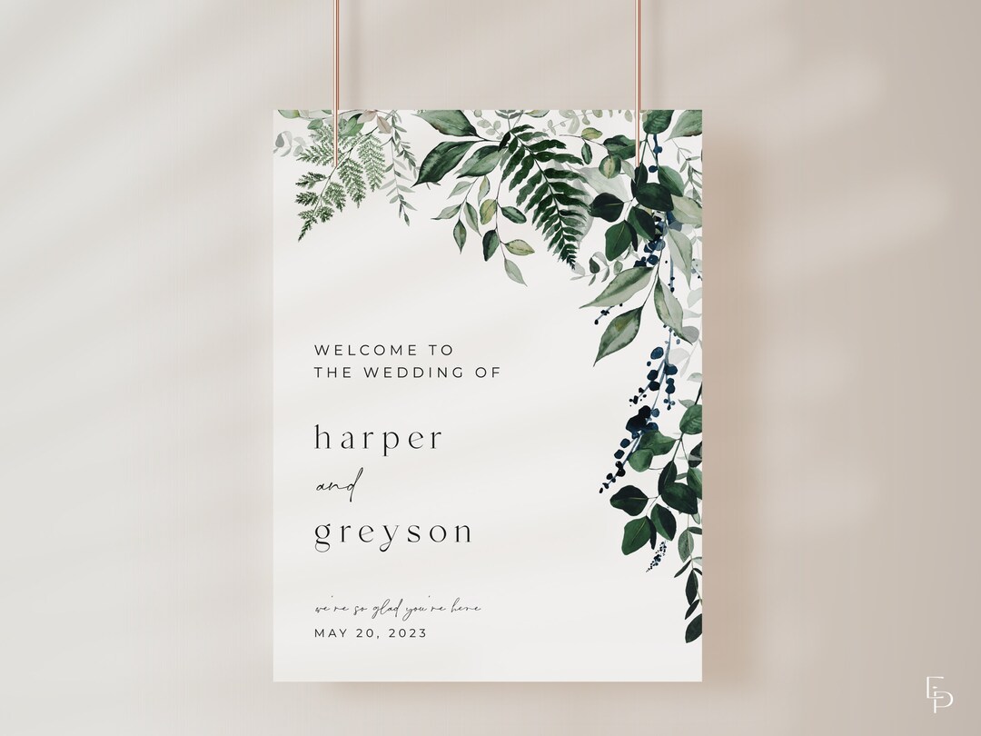Botanical Wedding Welcome Sign Template VERDI Collection - Etsy