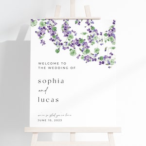 Violet Spring Wedding Welcome Sign Template EVOLET Collection - Etsy