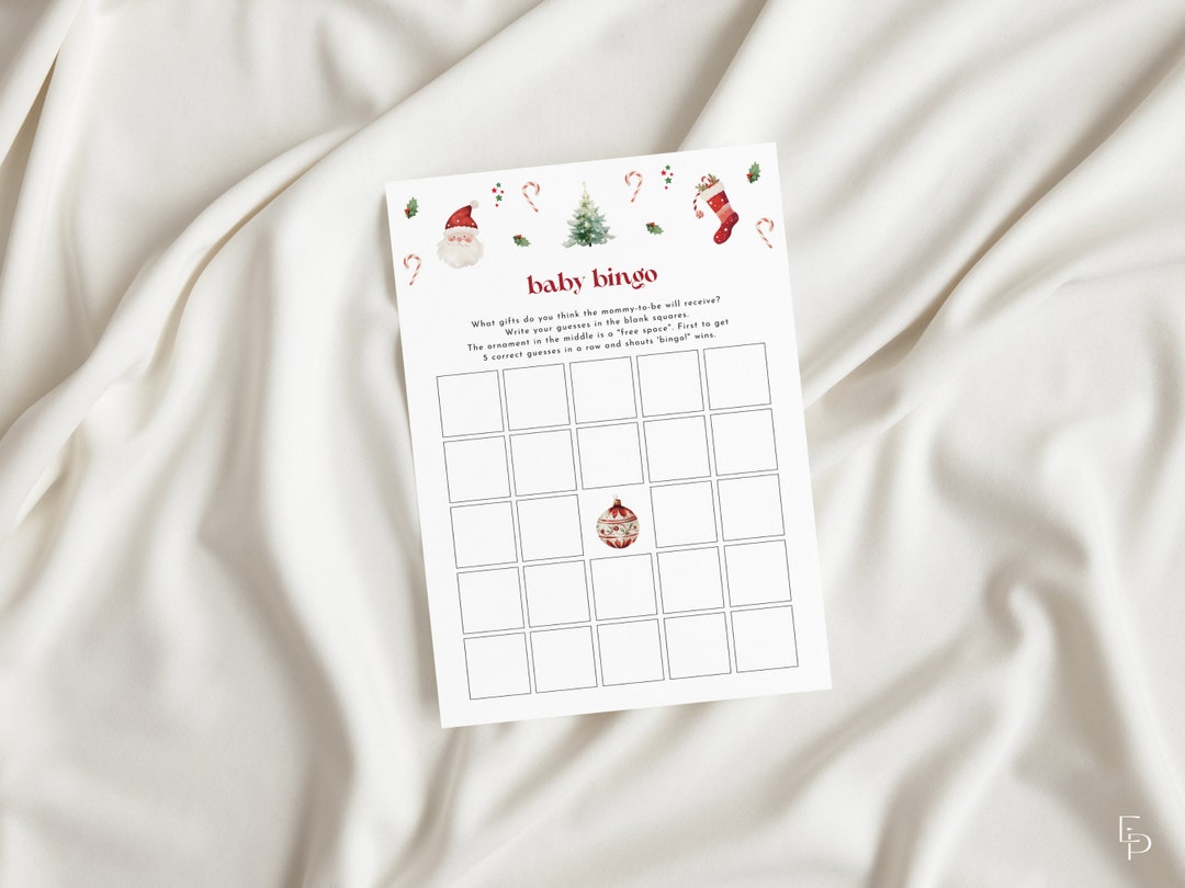 Merry Little Baby Shower Christmas Baby Bingo Baby Shower Game Template ...