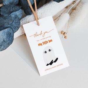 Halloween Little Boo Ghost Baby Shower Favor Tag Template | MASINA ...