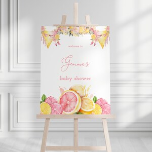 Lemon Pink Lemonade Baby Shower Welcome Sign Template | LIMONE ...