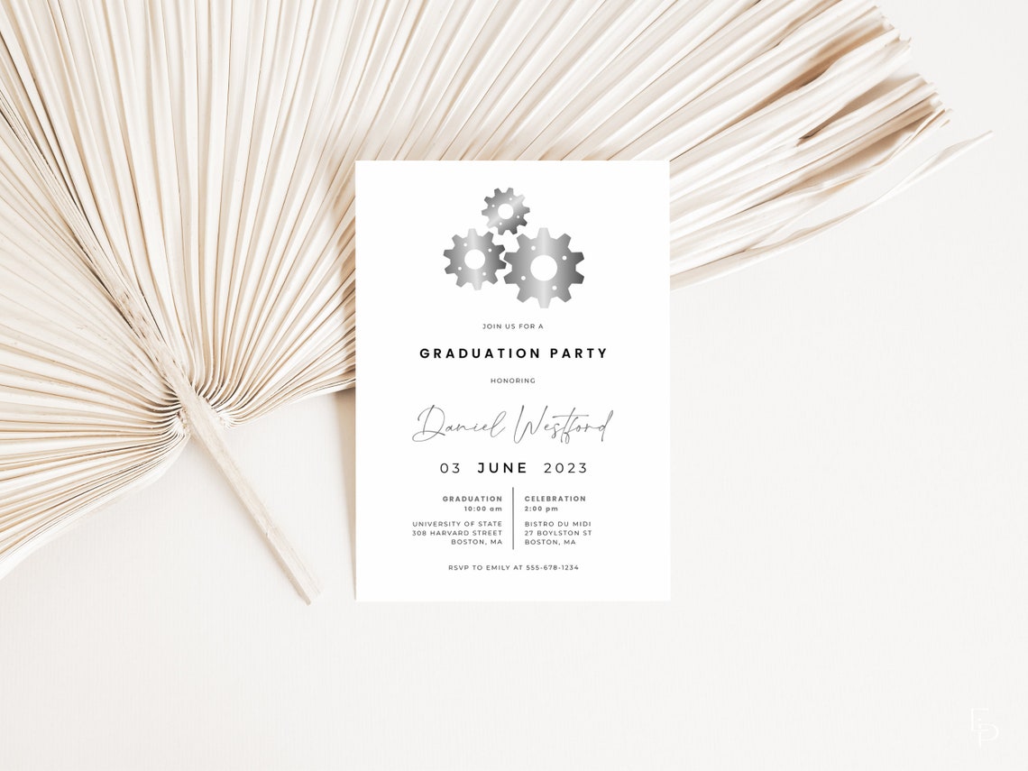 Modern Mechanical Engineer School Graduation Party Invitation - Etsy