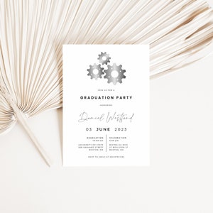 Modern Mechanical Engineer School Graduation Party Invitation Template ...