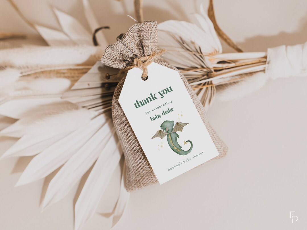 Mythical Dragon Baby Shower Favor Tag Template for Editable Dragon Baby ...