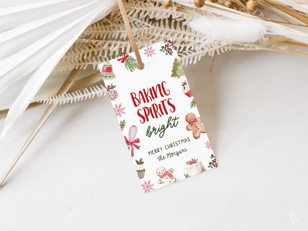 Christmas Cookie Gift Tag Template Editable Holiday Cookies Baking ...