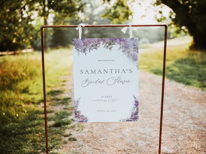 Lilac Bridal Shower Welcome Sign Template SUREN Collection - Etsy