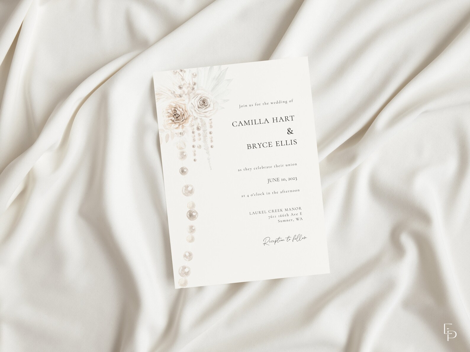 Pearl Wedding Invitation Template | MAREN Collection - Etsy