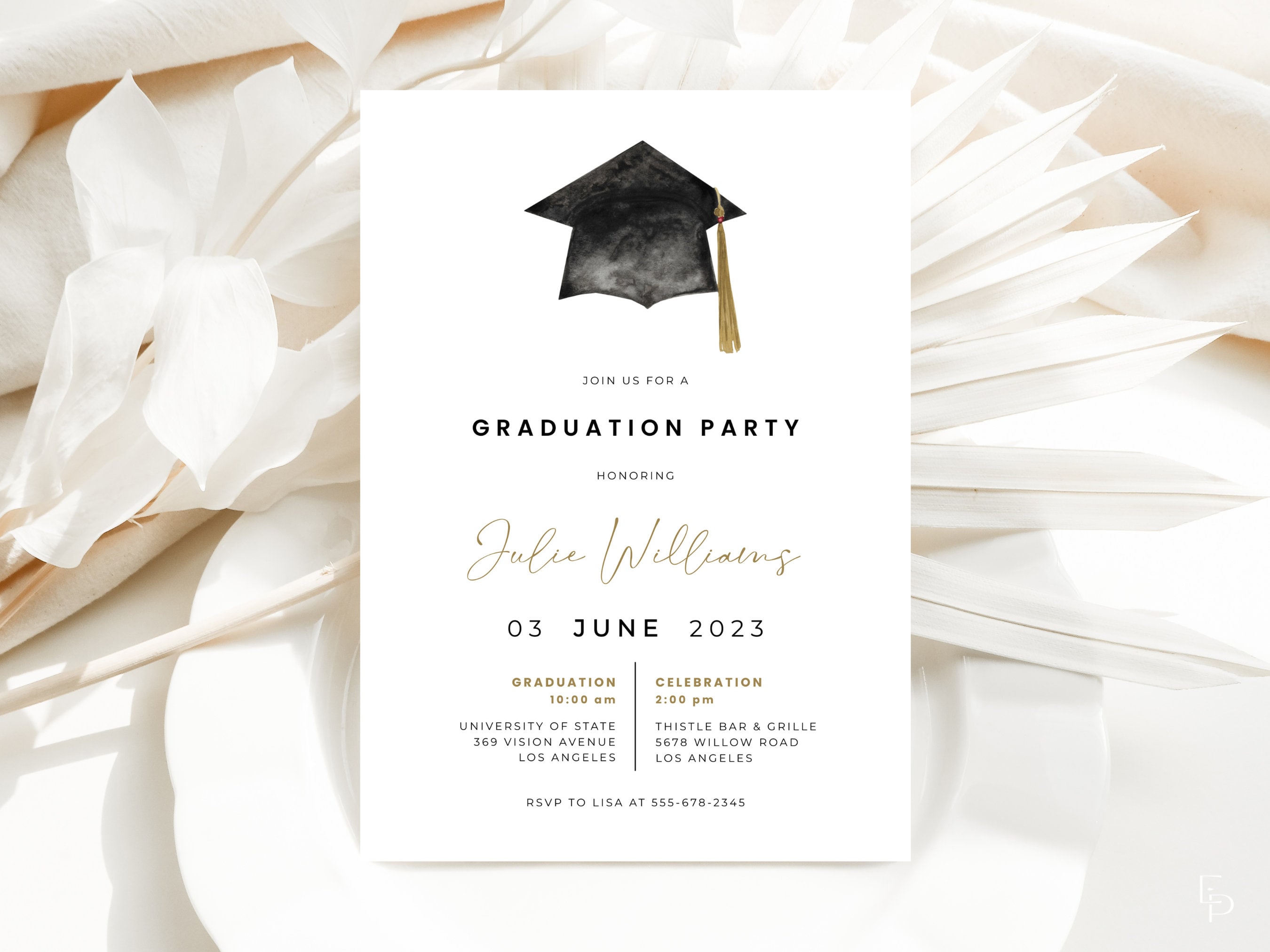 Modern Graduation Party Invitation Template VEDA Collection Etsy