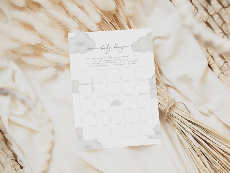 Oh Baby Modern White Cloud Baby Bingo Baby Shower Game Template | ANAN ...