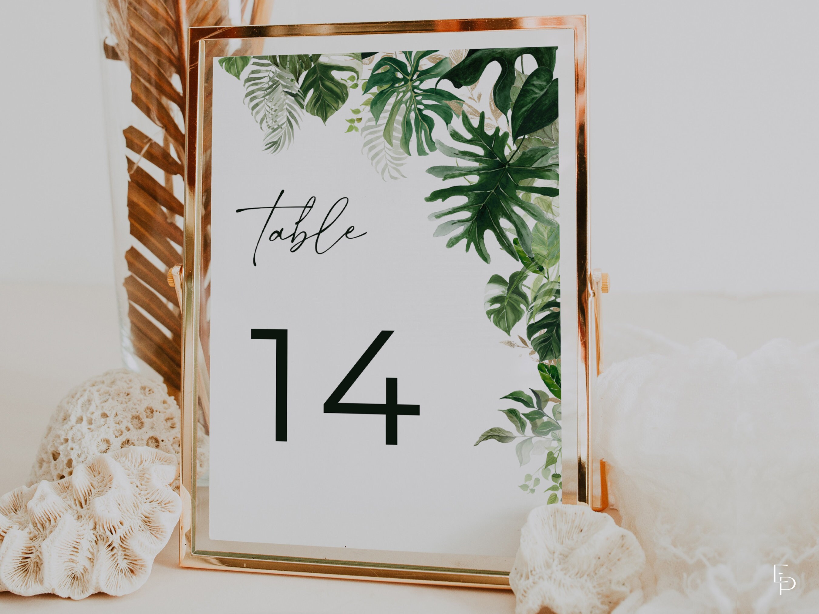 Modern Tropical Monstera Table Number Template for Wedding - Etsy
