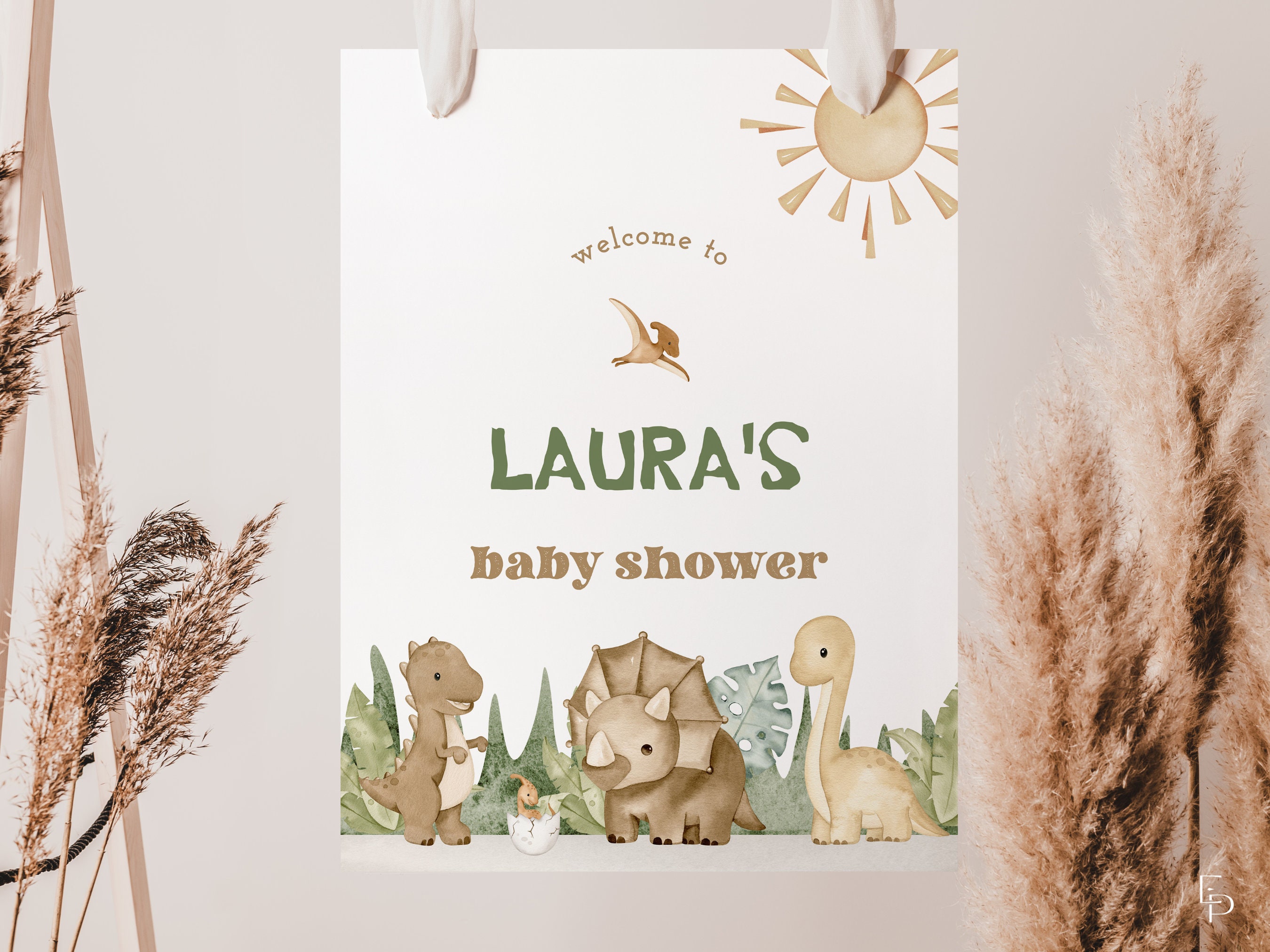 Dinosaur Baby Shower Welcome Sign Template for Dino Boy Baby Shower ...