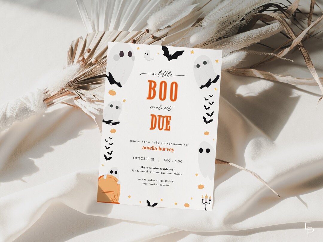 A Little Boo Ghost Baby Shower Invitation Template for Halloween Baby ...