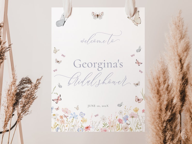 Lifetime of Butterflies Bridal Shower Welcome Sign Template Butterfly ...