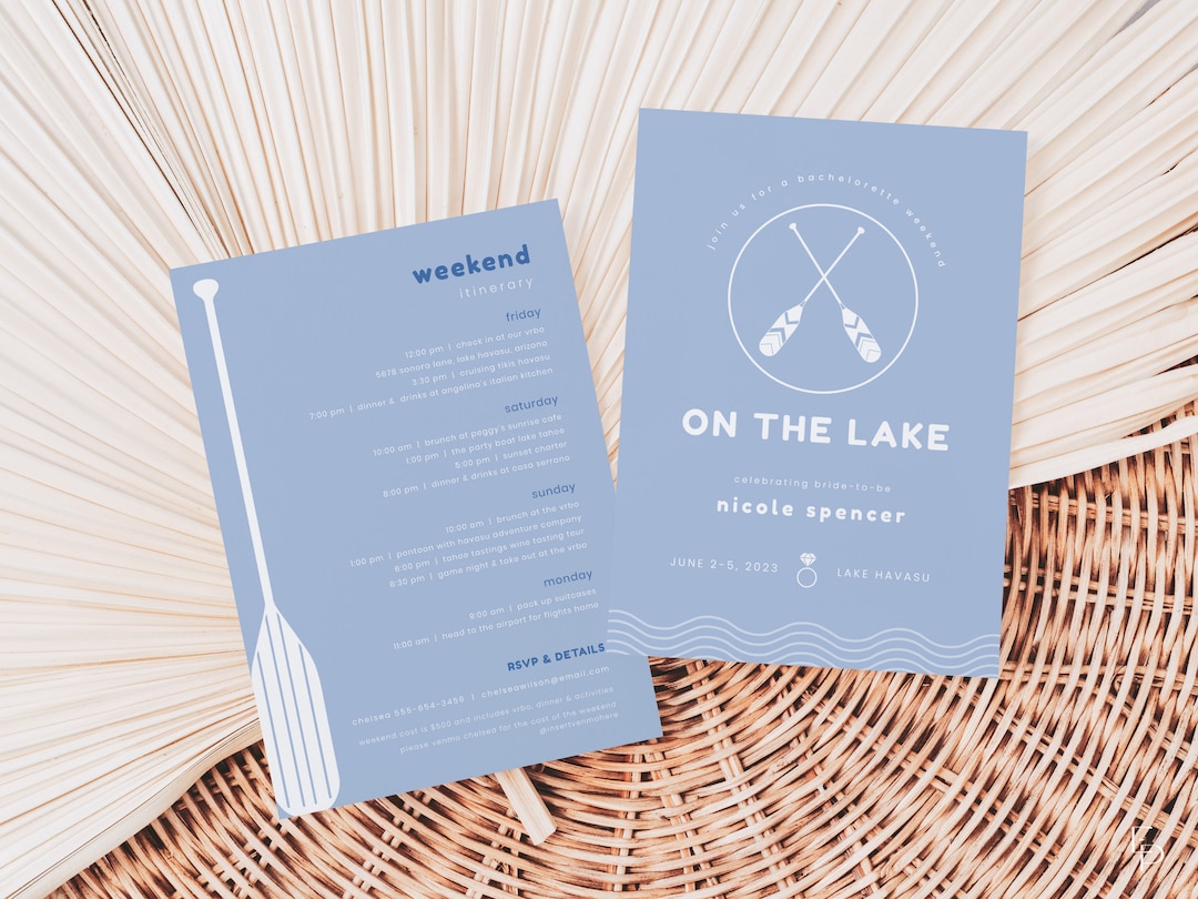 Lake Bachelorette Party Weekend Invite and Itinerary Template | LOCKLYN ...