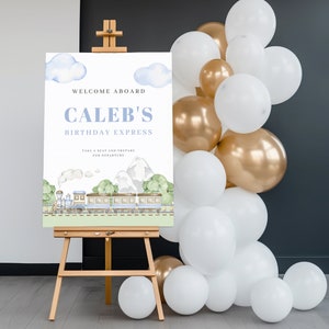 Train Birthday Welcome Sign Template for Kids All Aboard Train Birthday ...
