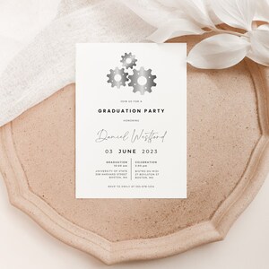 Modern Mechanical Engineer School Graduation Party Invitation Template ...