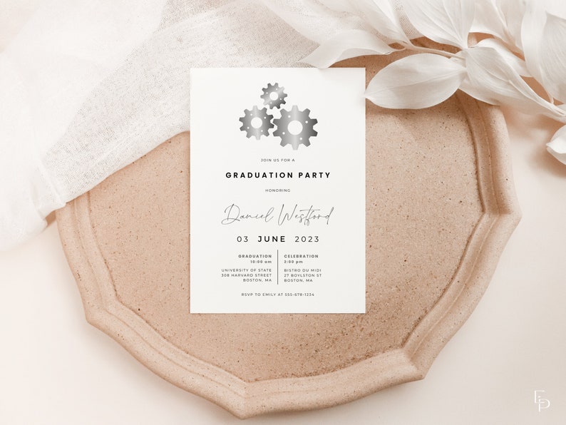 Modern Mechanical Engineer School Graduation Party Invitation - Etsy