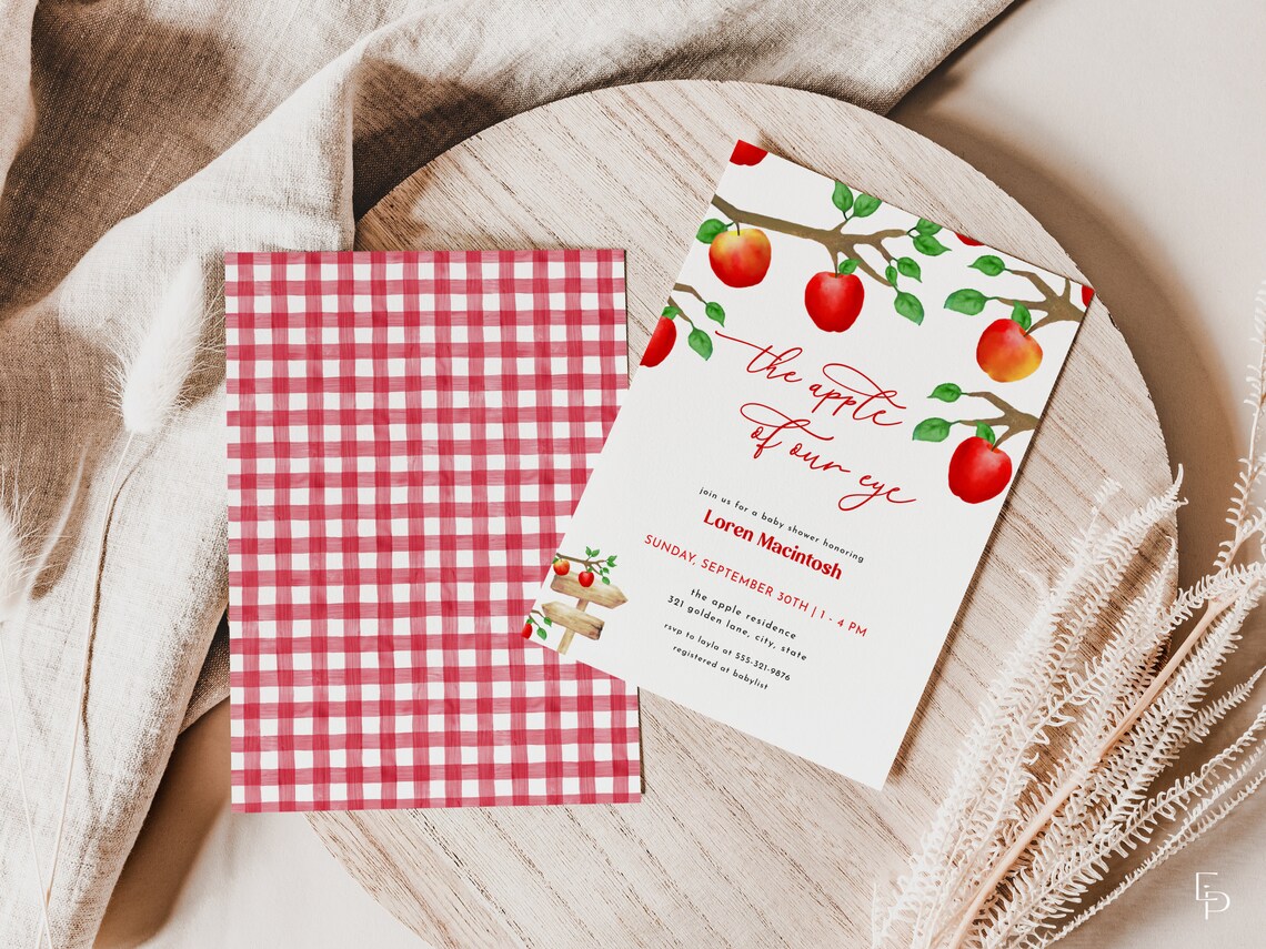 Fall Apple Baby Shower Invitation Bundle Template for Apple of My Eye ...